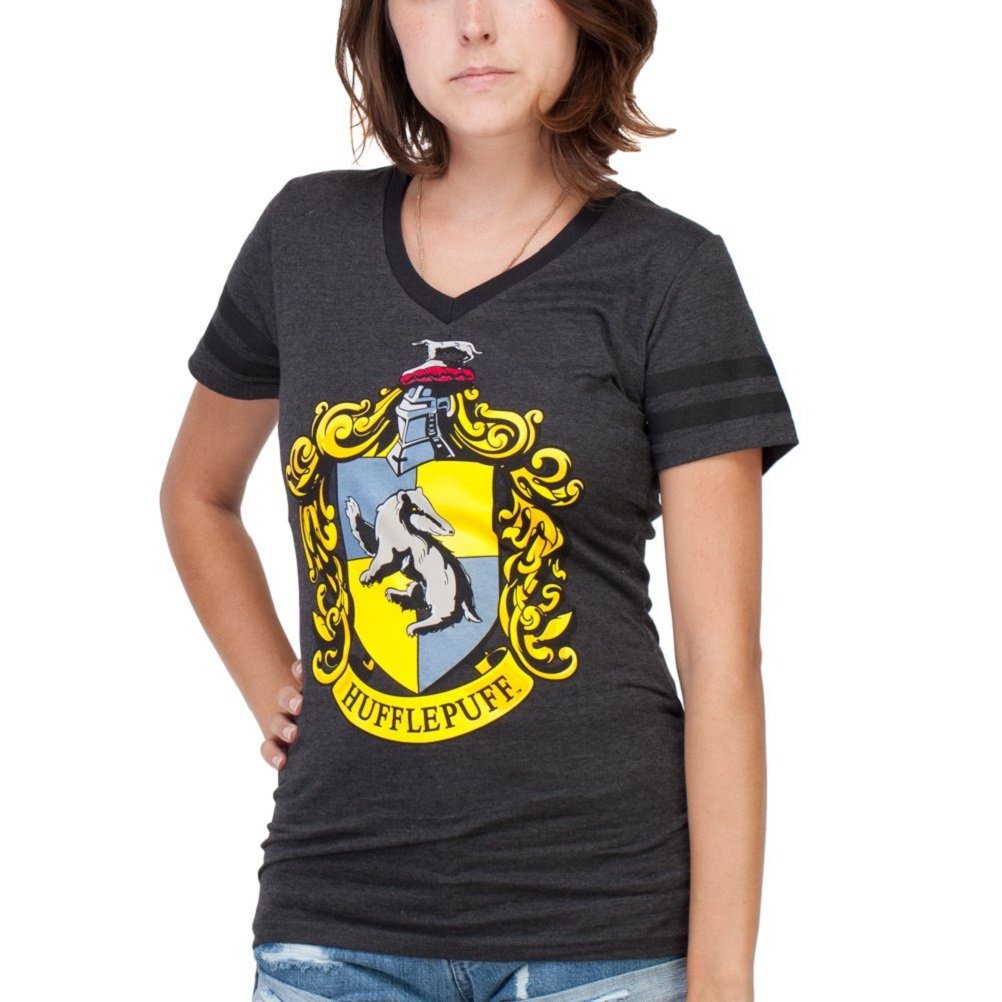 Buy Harry Potter Hufflepuff JRS V-Neck T-Shirt (M) Charcoal at Amazon.in