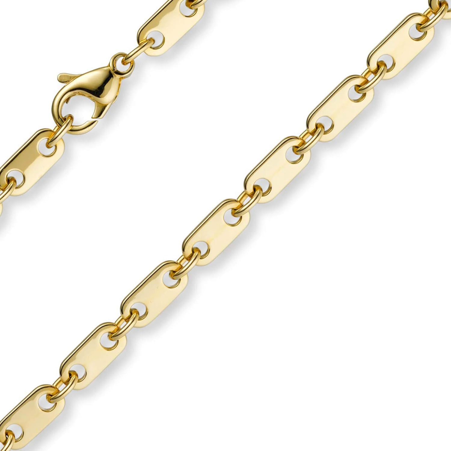 5mm Kette Collier Plattenkette aus 585 Gold Gelbgold 60cm Unisex ...