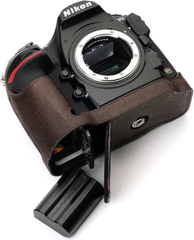 Amazon.com : Handmade Genuine Real Leather Half Camera Case Bag Cover ...