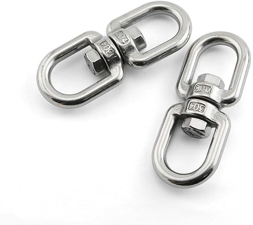 Amazon.com: JCBIZ 2pcs M8 Double Eye Chain Swivels Hook Shackle 304 ...