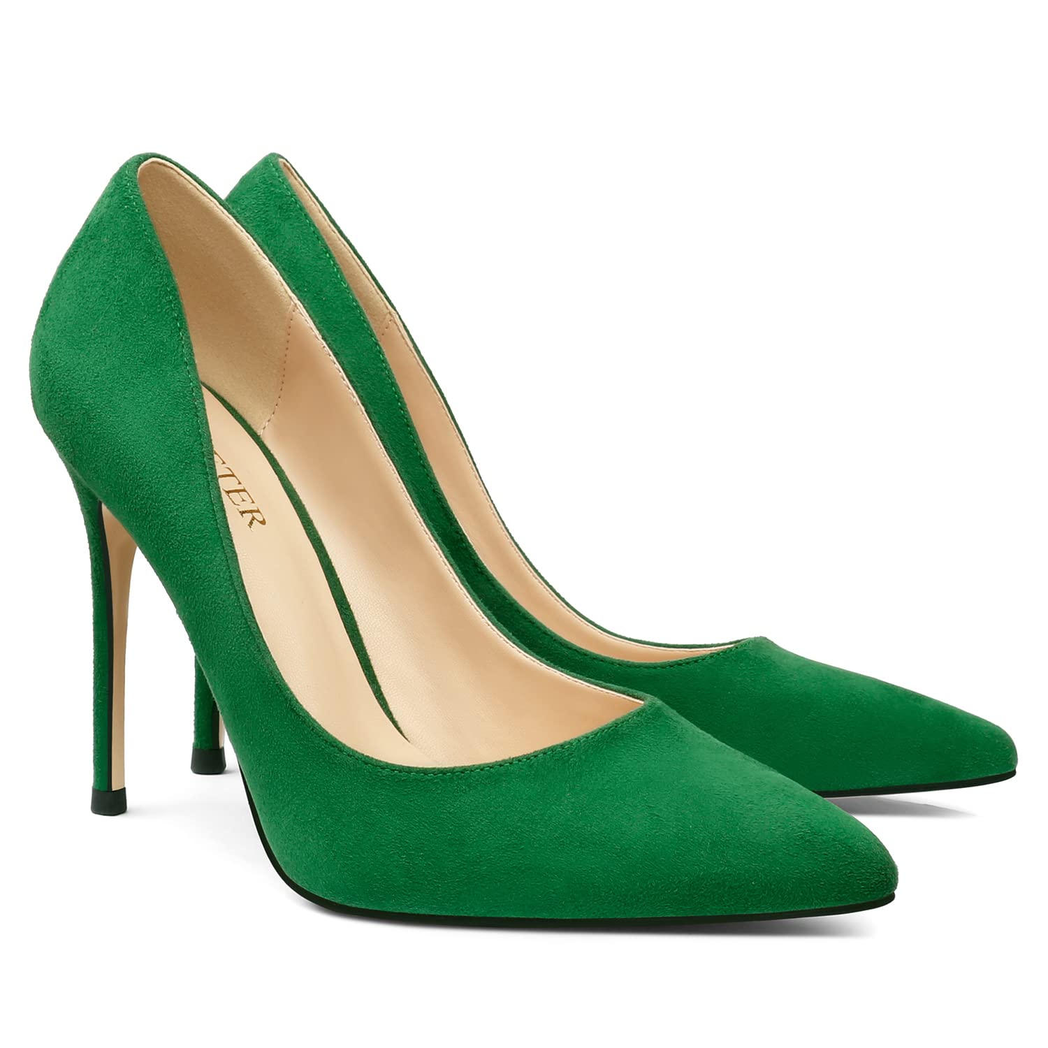 COLETER Women's 4 Inch Pumps Pointy Toe Wedding Dress Shoes Slip on ...