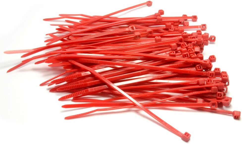 kenable Red Cable Ties 100mm x 2.5mm Nylon 66 UL Approved Pack of 100 ...