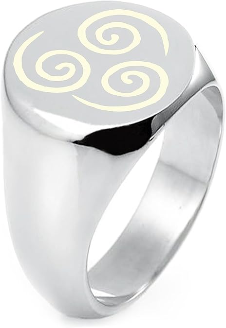 Sterling Silver Avatar Air Element Symbol Engraved Round Flat Top ...