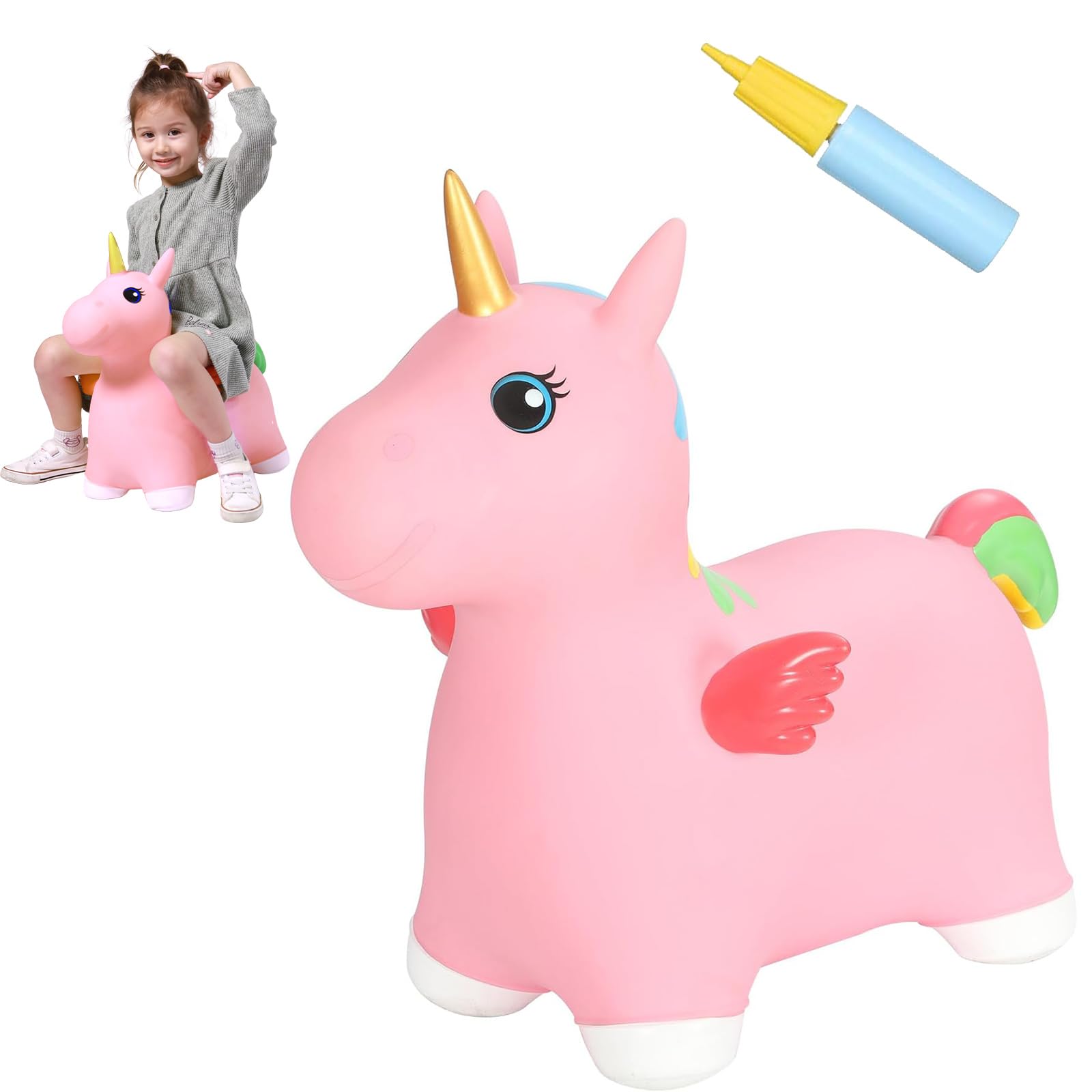 INPANY Unicorn Bouncy Horse Toys for 2 Year Old Girl, Toddler Girl Bouncing Animal Hopper Horse ...