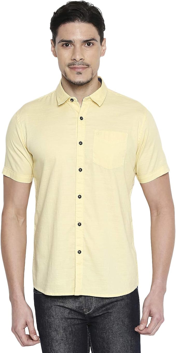 Buy LA Seven Lemon Solid Mens Slimfit Cotton Casual Shirt at Amazon.in