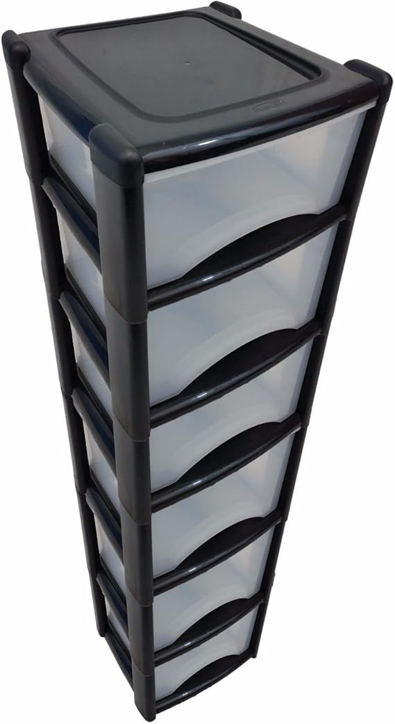 6 Drawer A4+ Tower Plastic Draw Storage Unit Office Home School Bedroom ...