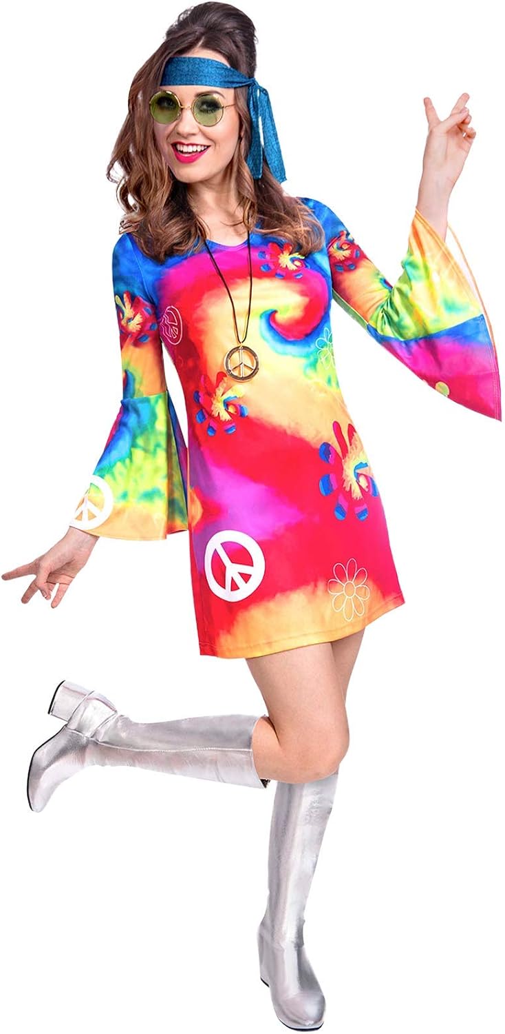 amscan 9905132 61’s Free Spirit Dress Costume Set, Child 10-12 Years ...