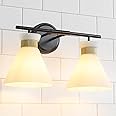 WOSHITU Bathroom Vanity Light Fixtures: 2-Lights Mid Century Modern ...