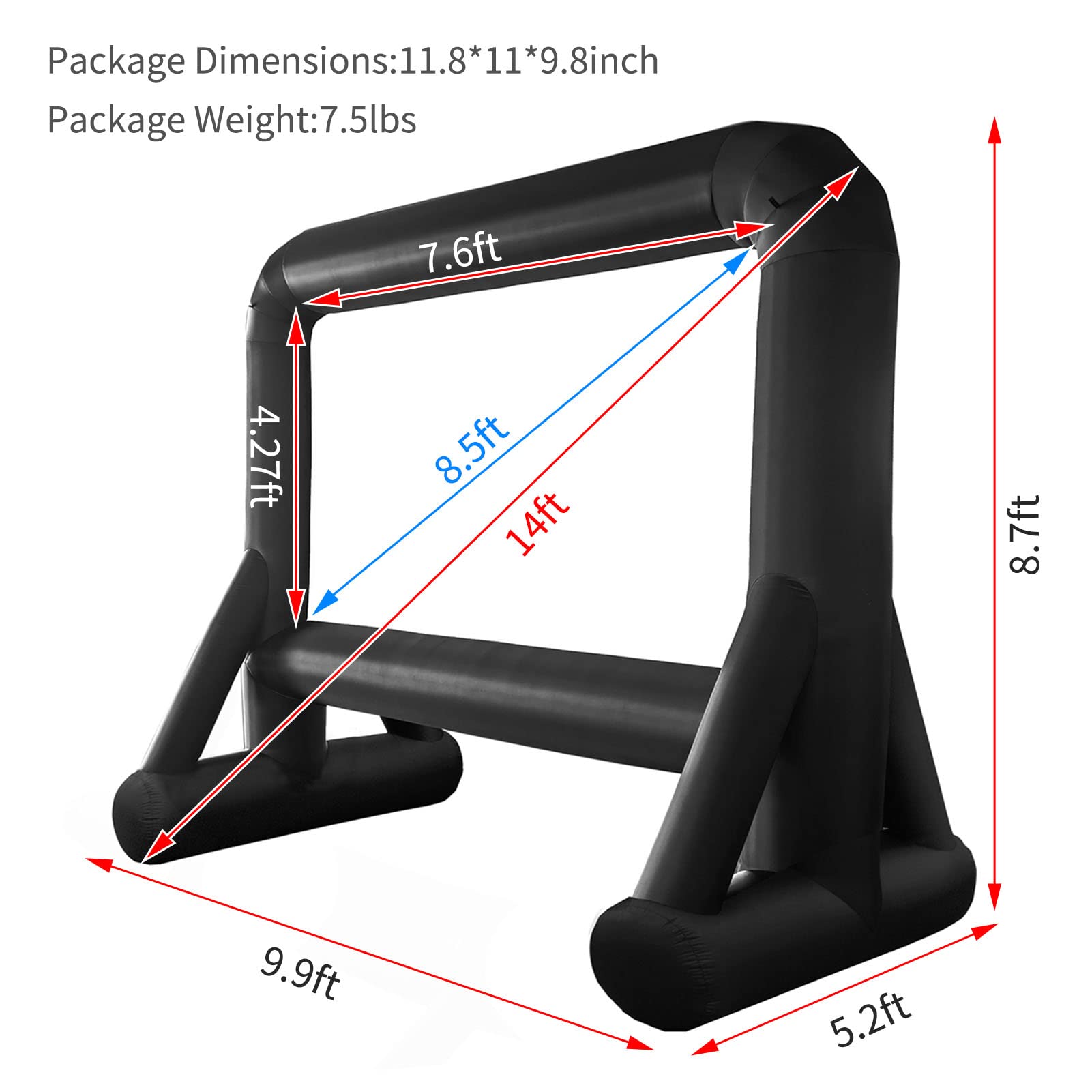 HuaKastro 14 Feet Inflatable Projector Screen, One-Piece Design ...