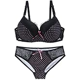 Vhozdja Women Lace Stripes Push-up Bra and Panty Set Petite Size ...