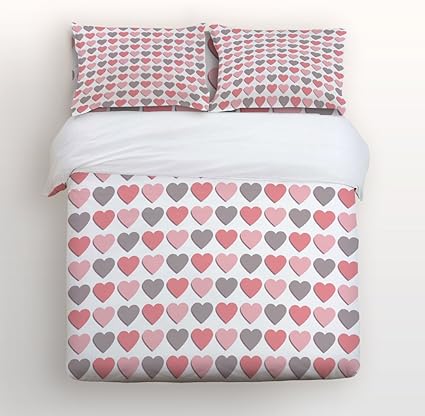 Amazon.com: King Size Heart-Shaped Pattern Bed Sheet Set- 33 Piece ...