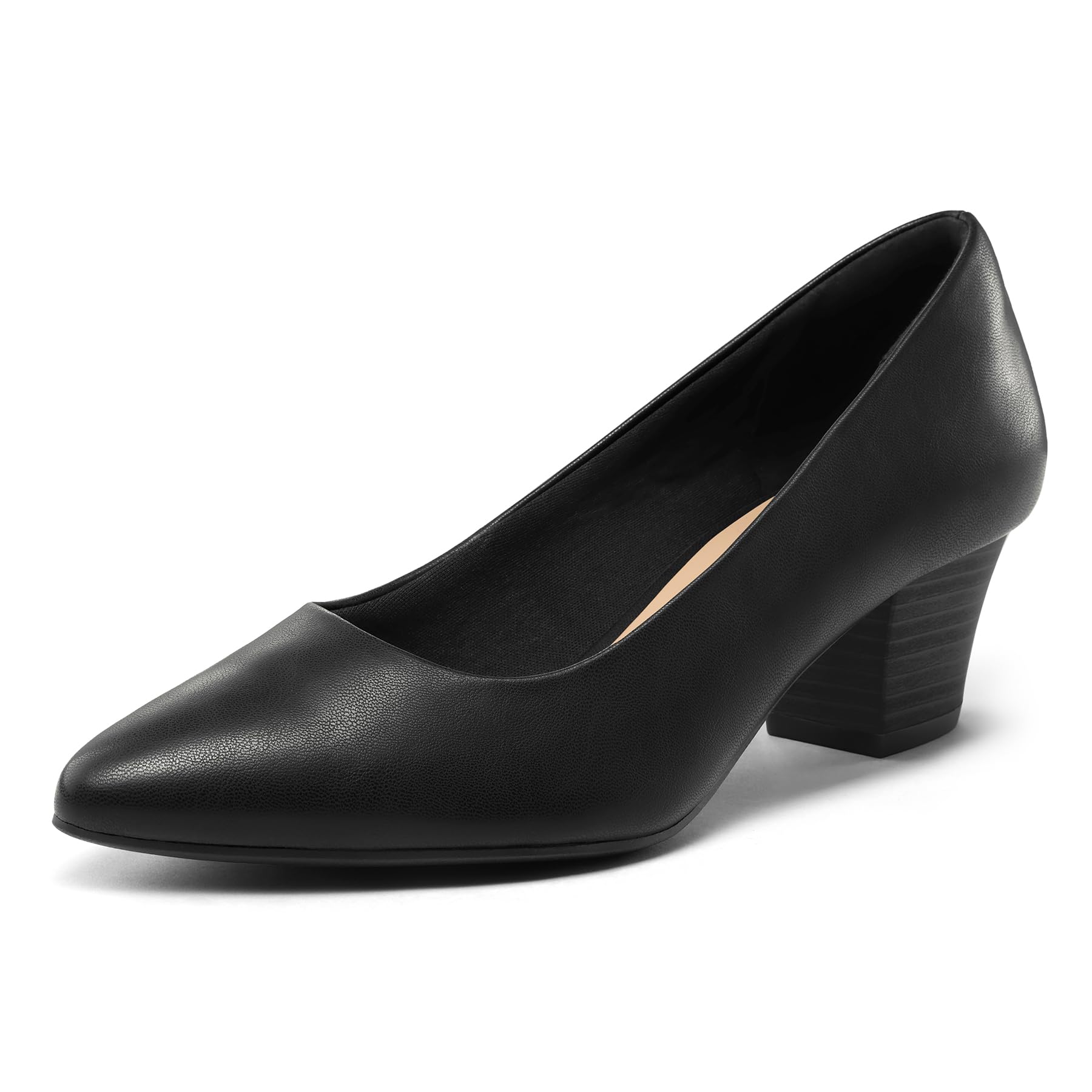 mysoft Women's Chunky Stacked Heel Pumps Closed Toe Dress Shoes ...