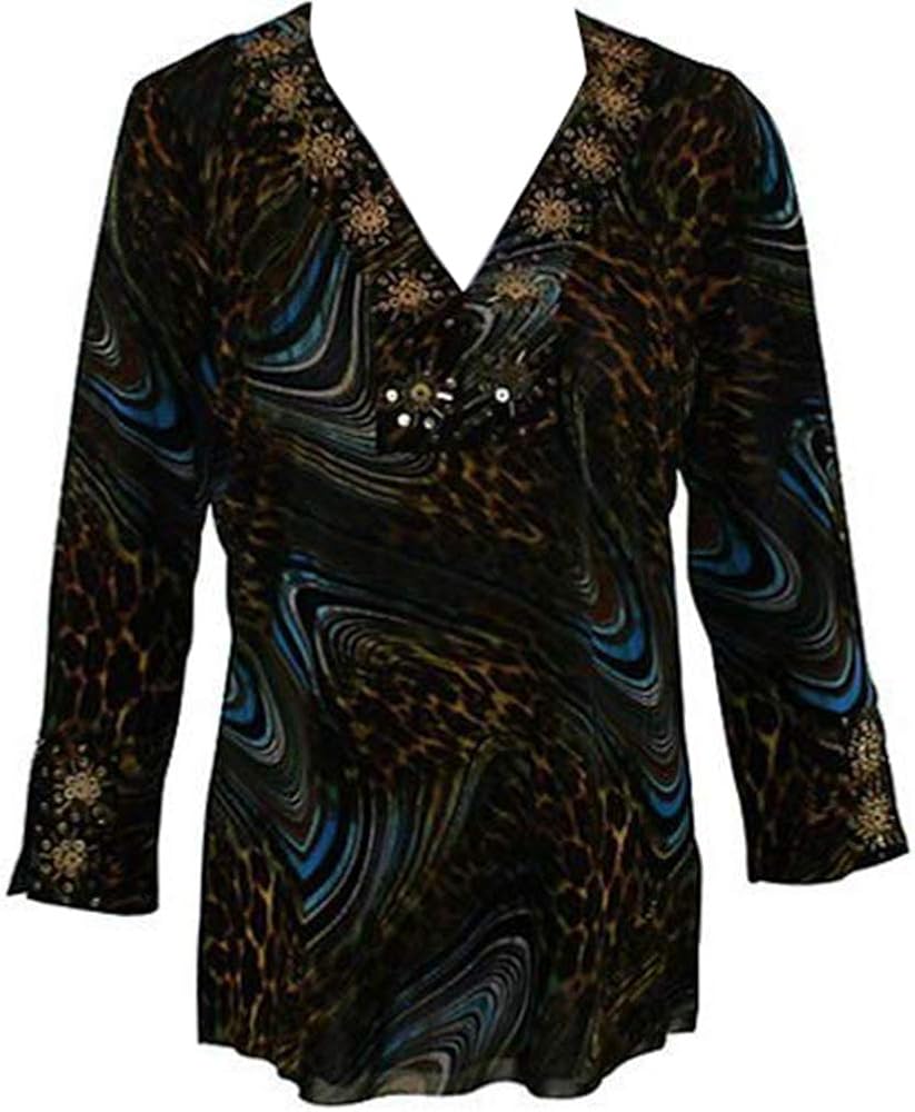 Berek - Exotic Swirl, V-Neck Accented with Gold Sequins at Amazon Women ...