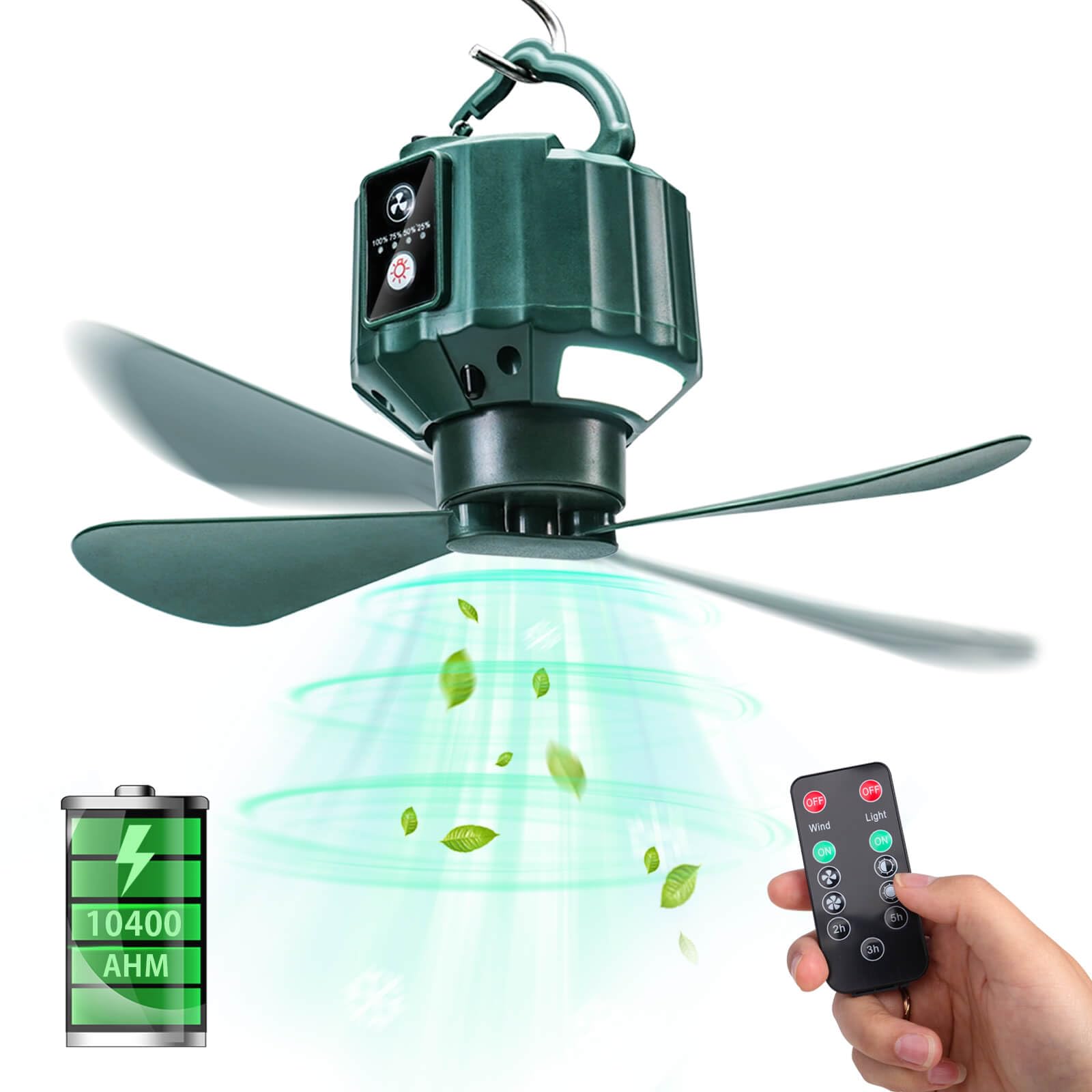DUKUSEEK Tent Ceiling Fans for Camping, 10400mAH Large Capacity ...