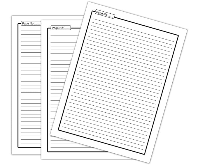 WAYTOBUY Black Border with Left Side Page Number, Ruled Paper for ...