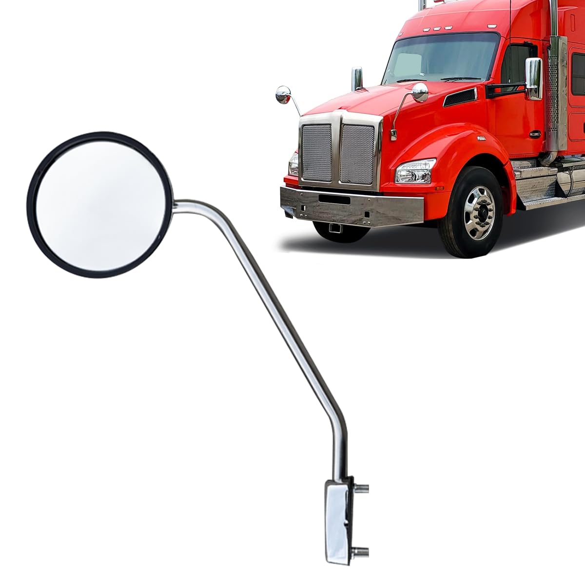 Sterlix Round Hood Mirror for Kenworth T680 T880 Peterbilt 579 587 ...