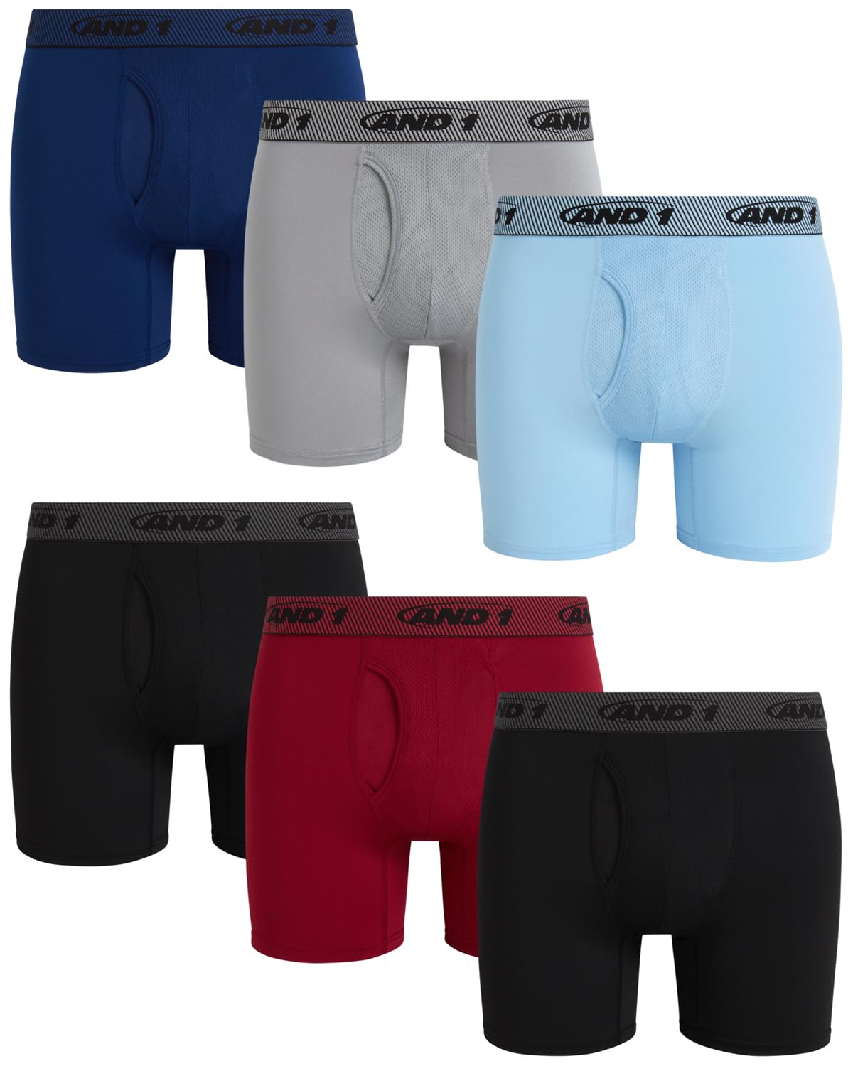 AND1 Mens Boxer Briefs - 6 Pack Platinum Performance Mens Boxers with ...