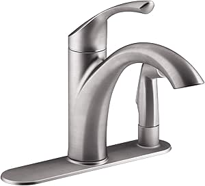 KOHLER Mistos Single-Handle Standard Kitchen Faucet With Side Sprayer In Stainless Steel ...