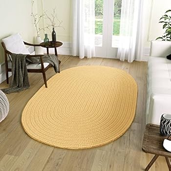Amazon.com: Oval Braided Rug (3'x5'): Williamsburg Blue, Yellow & Cream ...