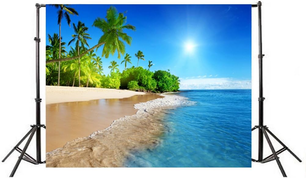 LEDMOMO Beach Photo Studio Background Cloth 3D Seaside Tree Photography ...