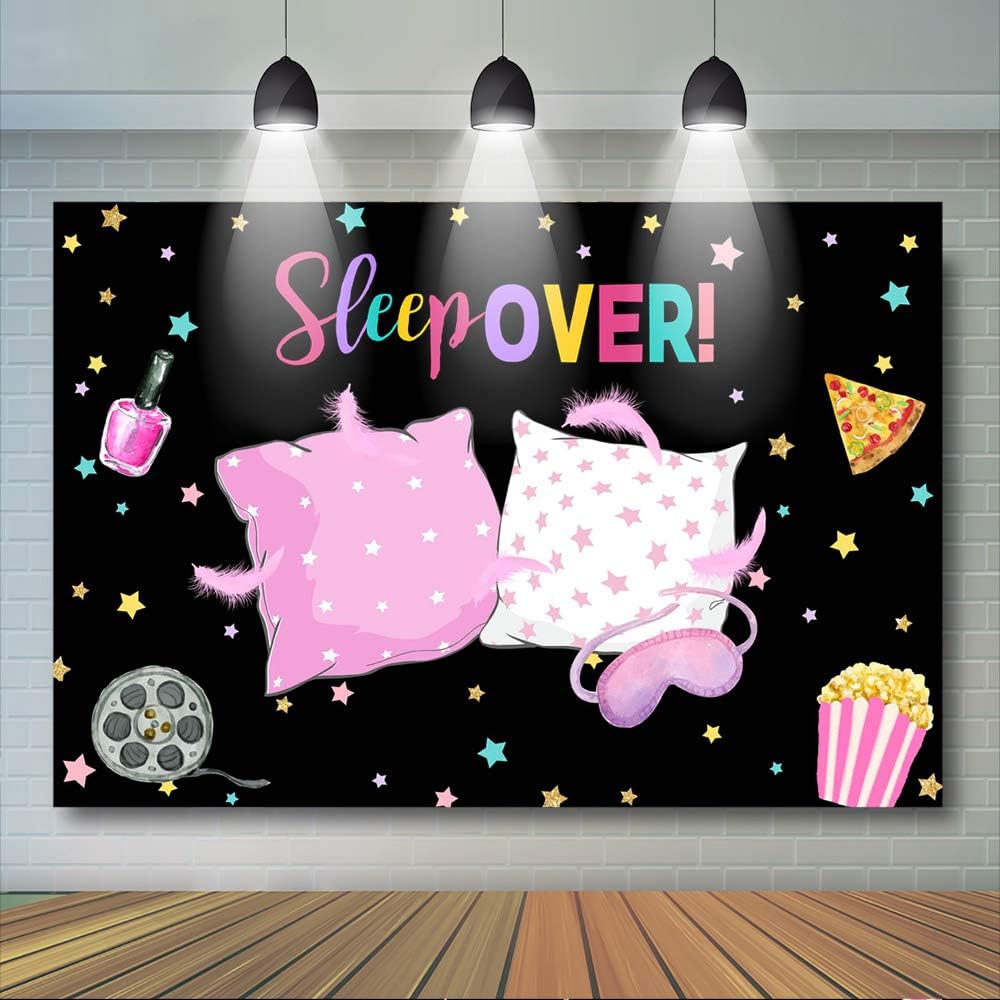 Amazon.com : Mocsicka Slumber Party Backdrop Girls Sleepover Birthday ...