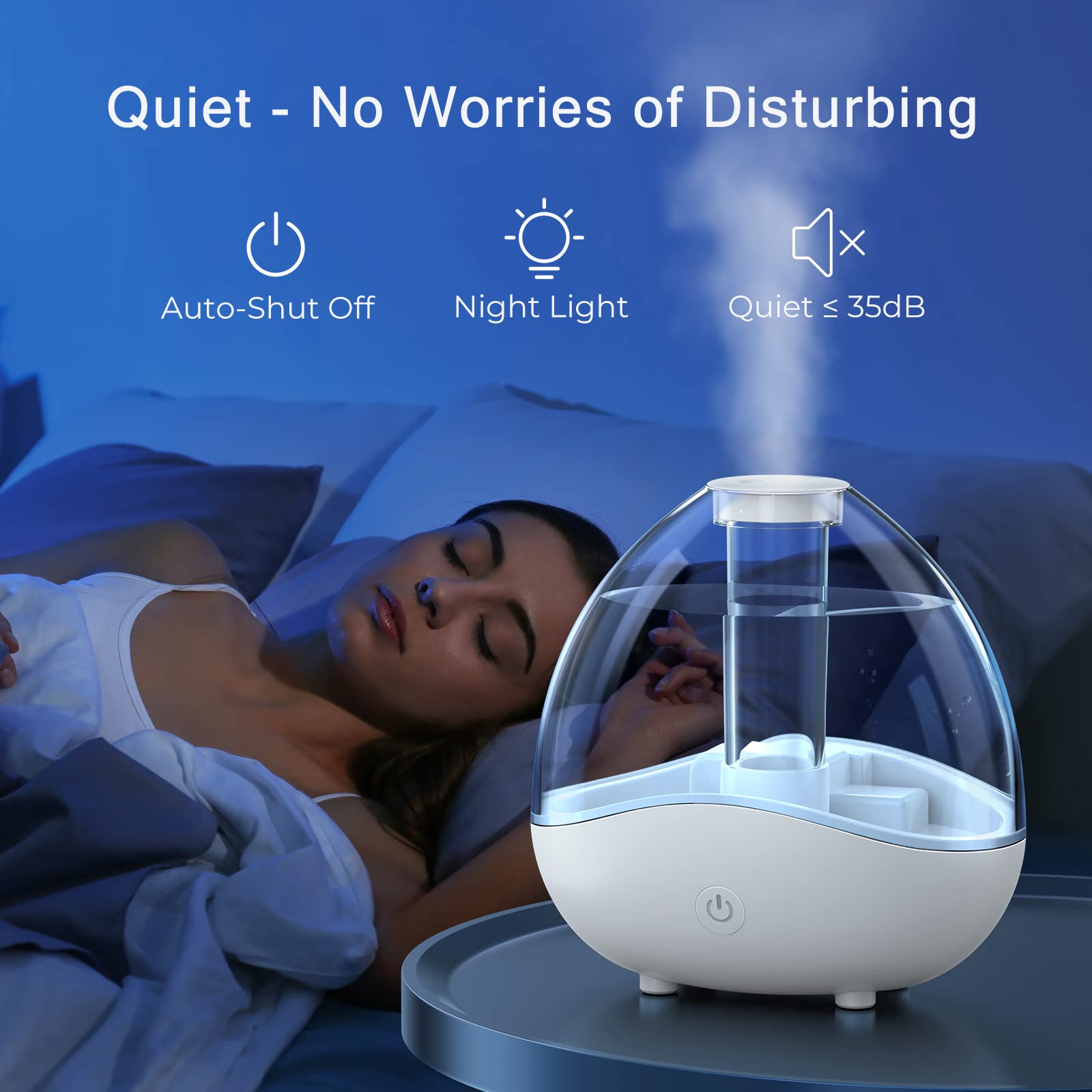 Cool Mist Humidifiers for Bedroom Large Room, Baby Humidifier with ...
