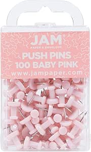 Amazon.com : JAM PAPER Colorful Push Pins - Baby Pink Pastel Pushpins ...