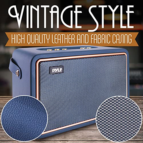 Pyle Vintage Bluetooth Speaker - Rechargeable Leather Portable Wireless ...