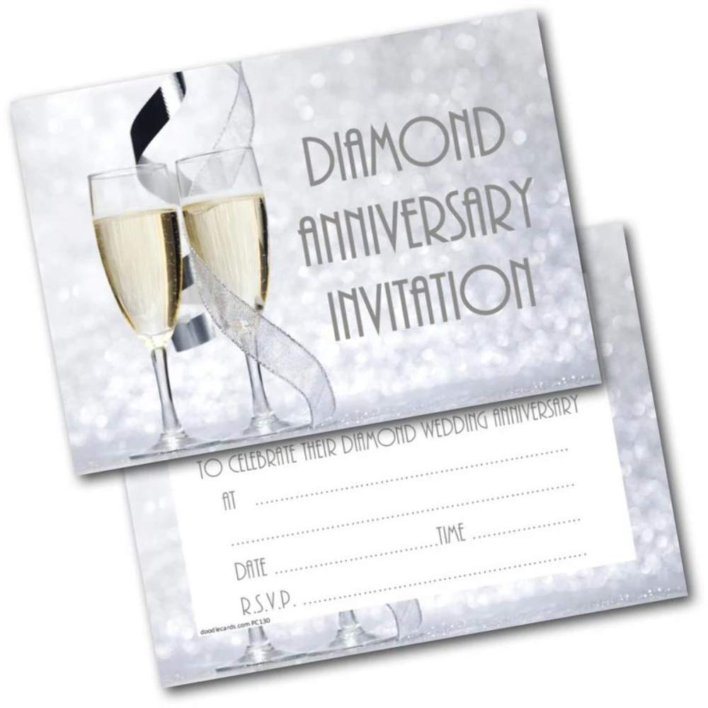 Doodlecards Diamond Wedding Anniversary Invitations 60TH Pack of 20 ...