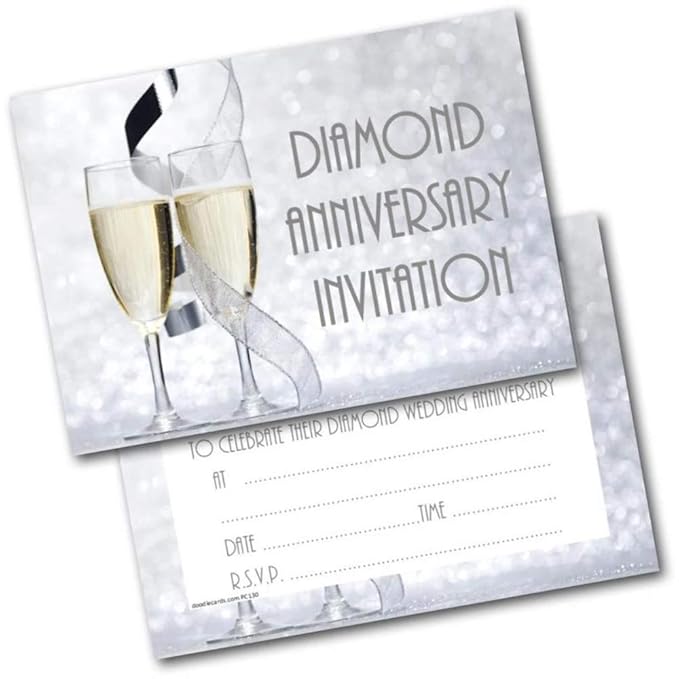 Doodlecards Diamond Wedding Anniversary Invitations 60TH Pack of 20 ...