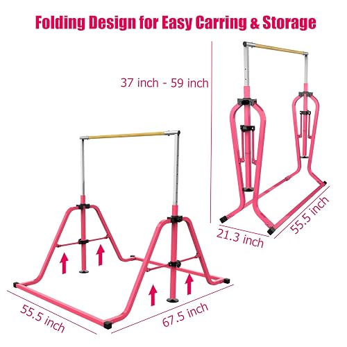 RAVS Gymnastics Bar 300lb Capacity RAVS Folding Gymnastics Bar For Kids ...