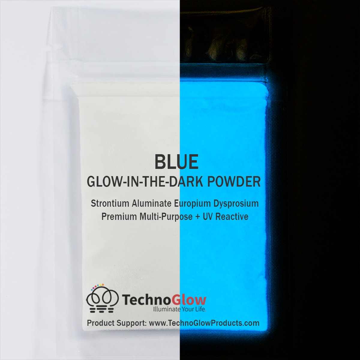 Glow in The Dark Powder, Natural Blue - Multiple Colors PRO-Series - 1 ...