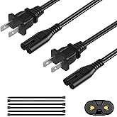 Amazon.com: AC Power Cord 3FT (2 Pack), 2 Prong TV Power Cord, Nylon ...