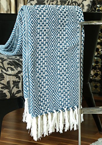 RAJRANG Primitive Rustic Throw Blanket with Decorative Tassel - 100% ...