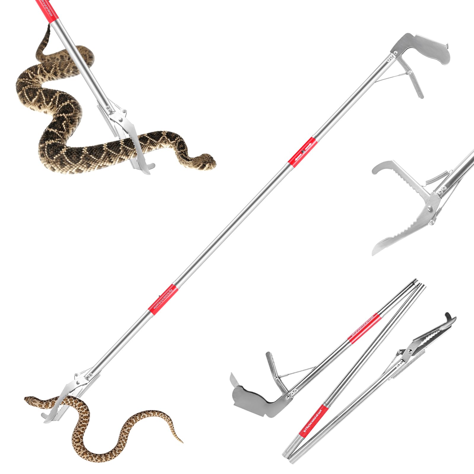 50" Collapsible Stainless Steel Snake Grabber Tool: Multi-Functional ...