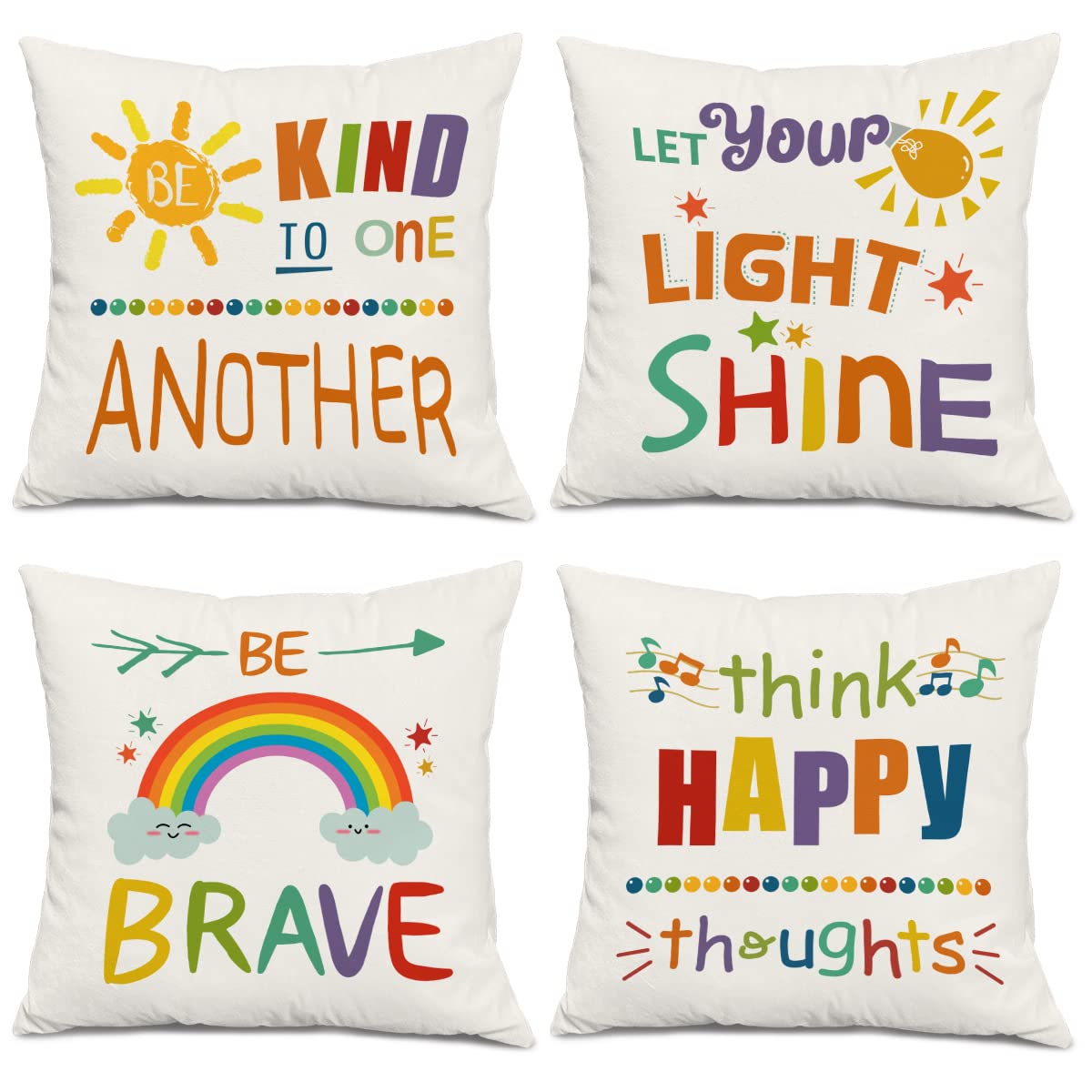 Colourful Words Inspirational Quotes Rainbow Sun Be Kind Brave Happy ...