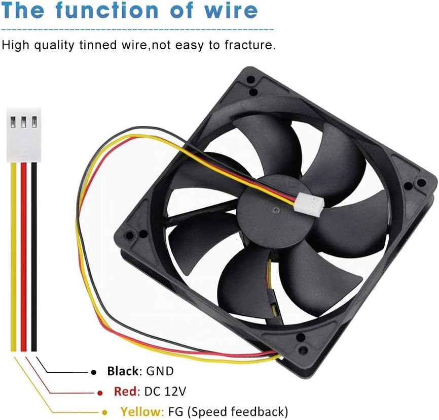 GDSTIME 120mm x 25 mm Cooling Fan 3-pin CPU Case Fan Cooler DC 12V ...