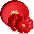Amazon.com: Alipis Red Round Tray Chinese Style Wedding Snack Trays ...
