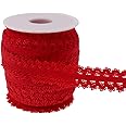 Amazon.com: Red Elastic Ribbon 3/4 inch 16 Yards Wide Picot Edge ...