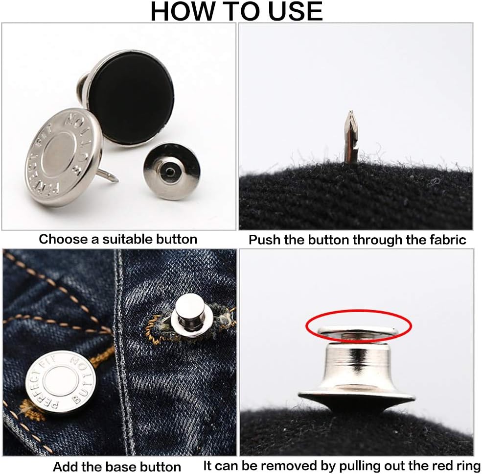 1 Set 8pcs Perfect Fit Button Pins for Jeans, Detachable and Removable ...