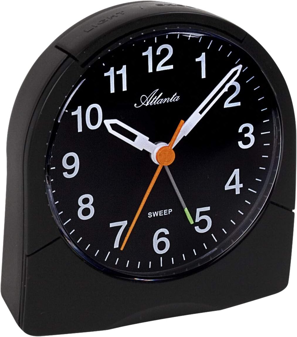 Atlanta Quartz alarm clock without ticking, analogue, black, 1997-7 ...
