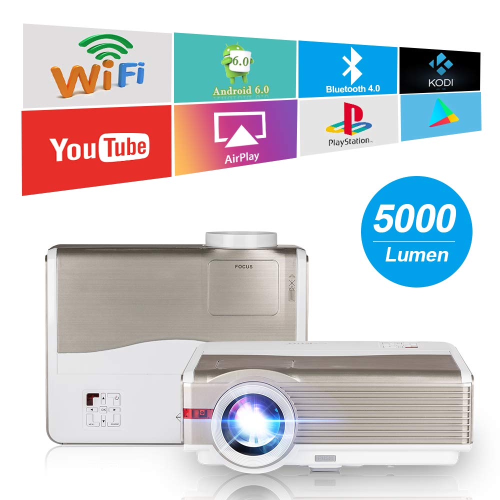 LED Home Cimema Wirelesss Projector 5000 Lumens Movie Projectors with ...