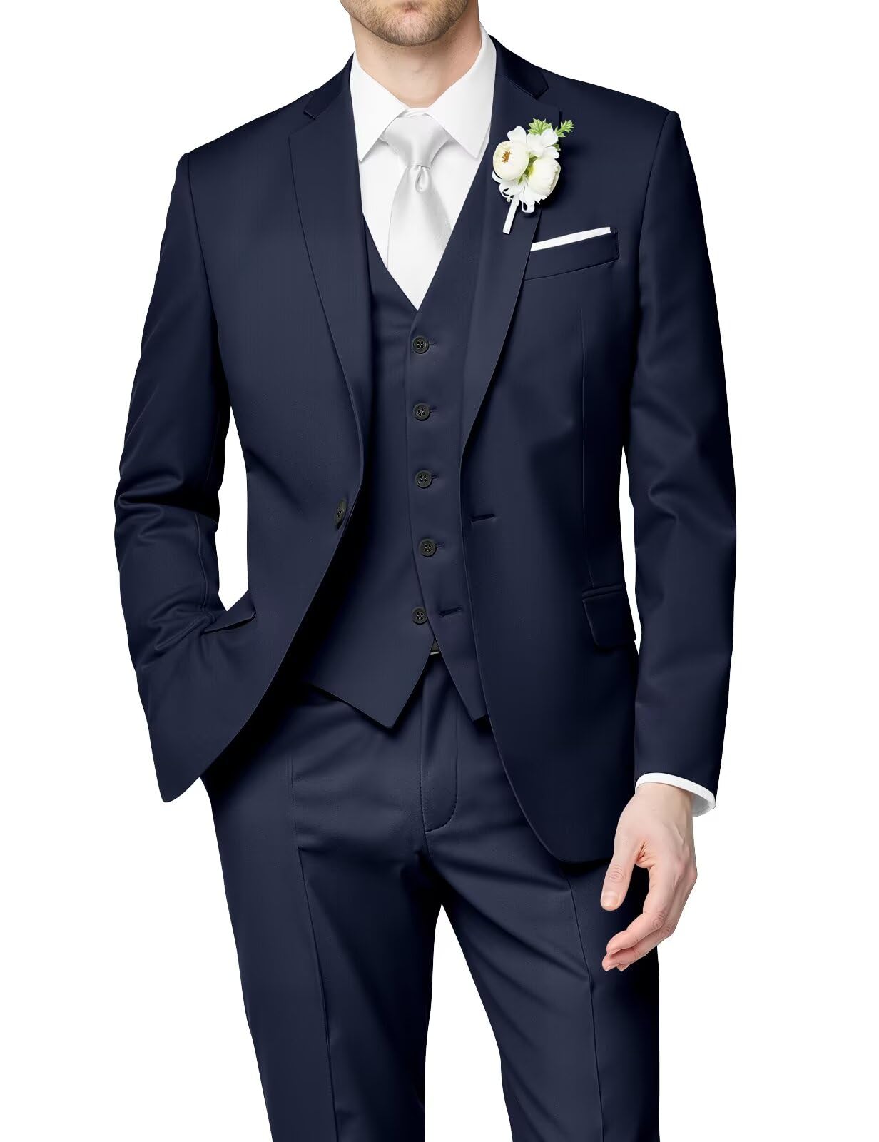 HUUTOE Wedding Suits for Men Prom Tuxedo Mens Navy Suit Navy Tuxedo ...
