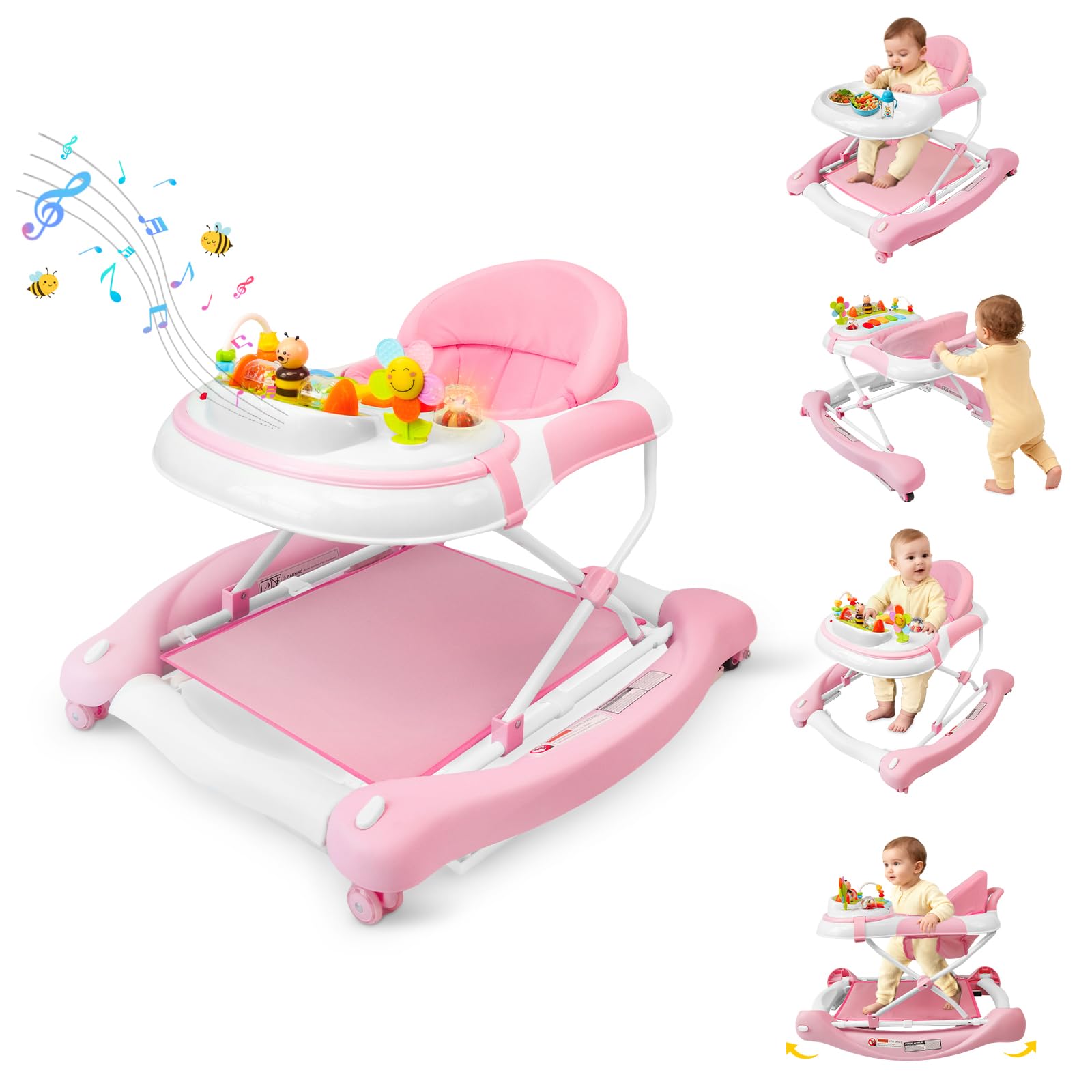 5 in 1 Baby Walker, Music and Lights Walker for Baby Boy Girls 6-12 ...