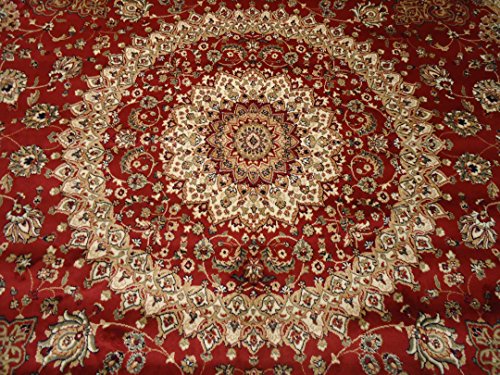 Stunning Silk Persian Area Rugs Traditional Design Red Tabriz 8x8 Round ...