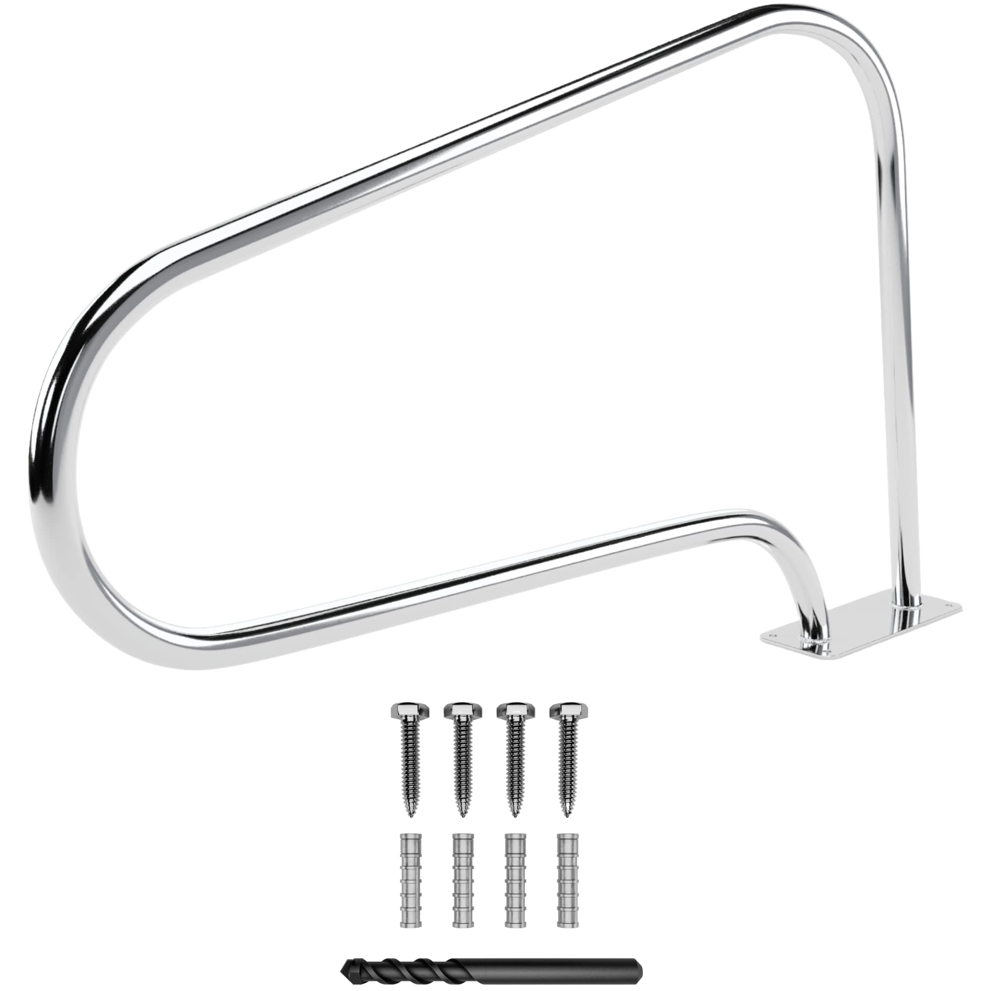 FibroPool Swimming Pool Hand Rail with Easy Mount Base Plate, Rust and ...