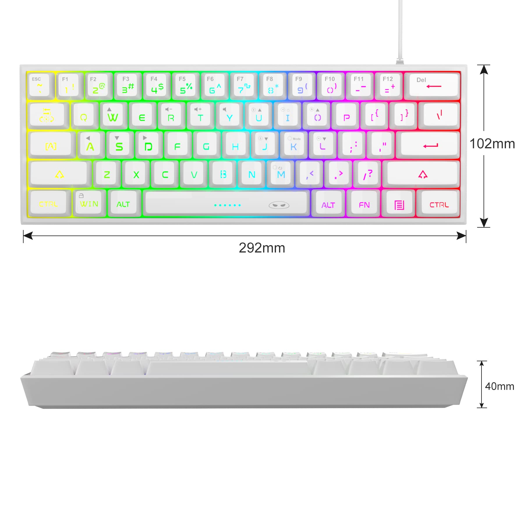 Mua MageGee Mini 60% Gaming Keyboard, Upgrade RGB Backlit 61 Key Ultra-Compact Keyboard, TS91 ...