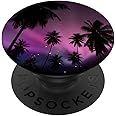 Amazon.com: Sunset Palm Trees Night Sky on Black PopSockets Swappable ...