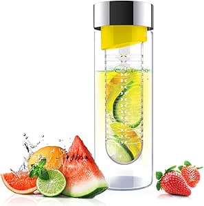 AdNArt Flavour It Glass Water Bottle with Fruit Infuser: Amazon.ca ...