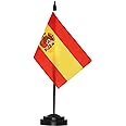 Amazon.com: ANLEY Spain Deluxe Desk Flag Set - 6 x 4 Inch Miniature ...